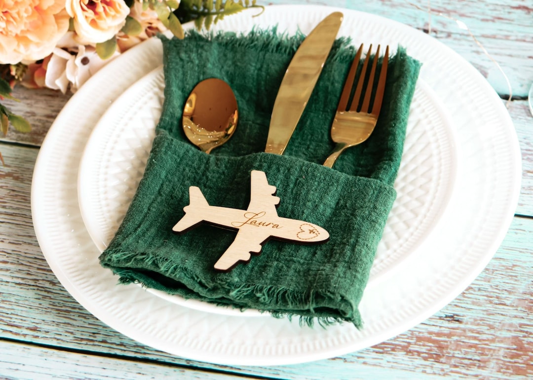 Airplane Place Cards - Personalized Plane Place Setting - Destination ...