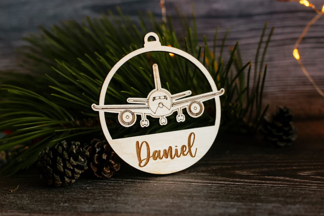 Personalized Airplane Christmas Ornament Custom Wood Aviation Bauble ...