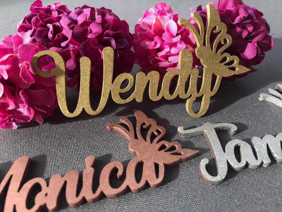 Personalized Wood Butterfly on Name - Name Card - Wedding Seating Name ...