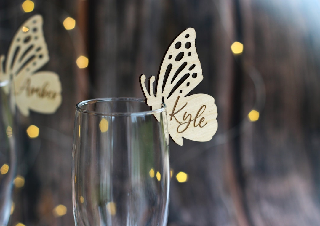 Personalized Butterfly Glass Tags - Butterfly Glass Markers - Custom ...