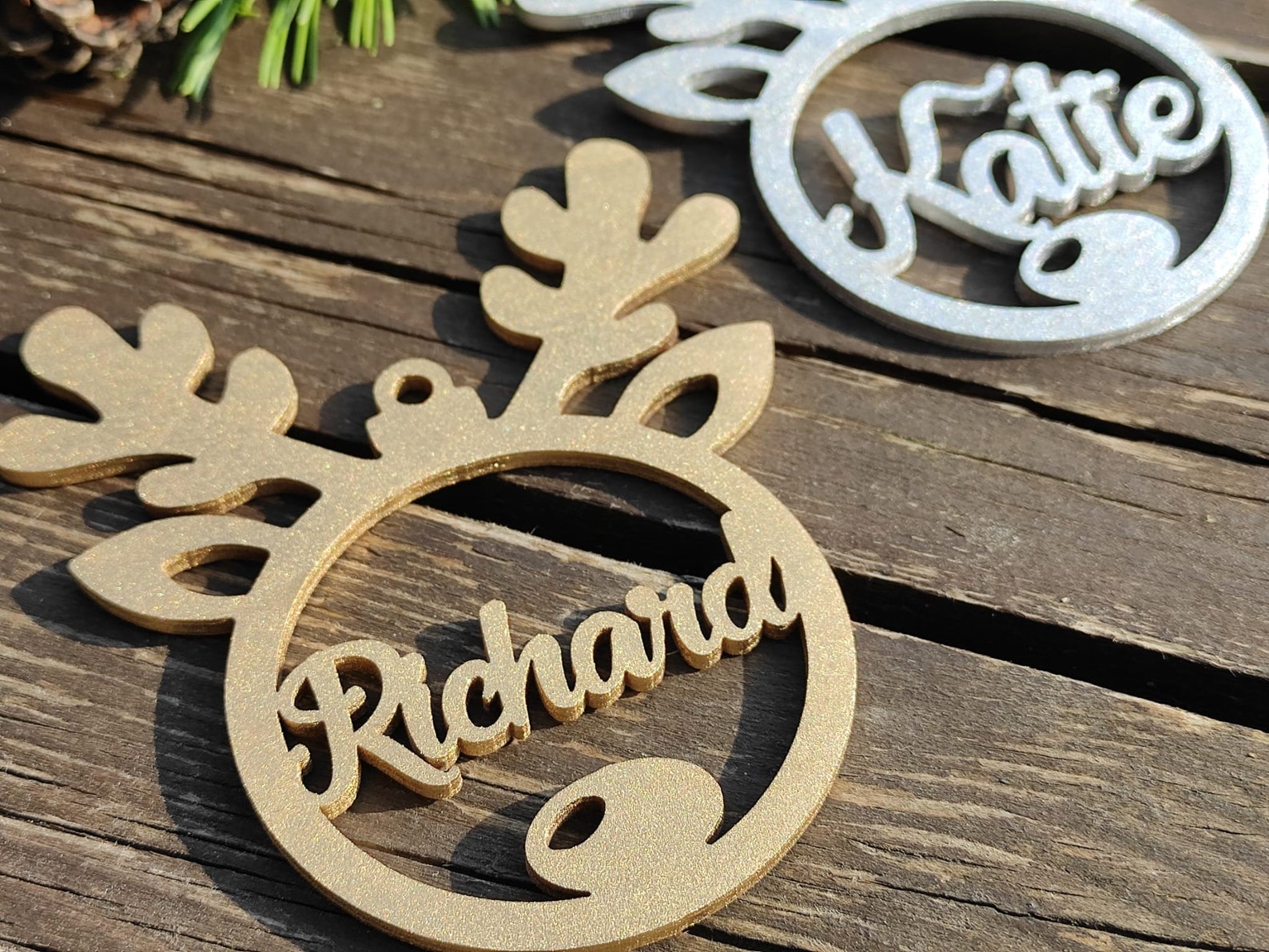 Personalized Reindeer Christmas Ornaments - Wood Custom Deer Christmas ...