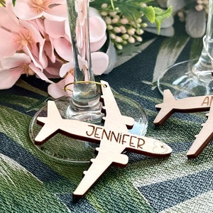 Airplane Wine Charms - Personalized Plane Drink Tags - Airplane Place ...
