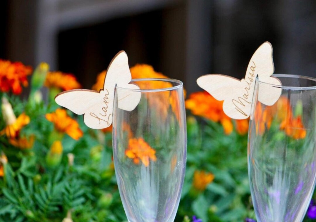 Personalized Butterfly Glass Tags - Butterfly Glass Markers - Custom ...