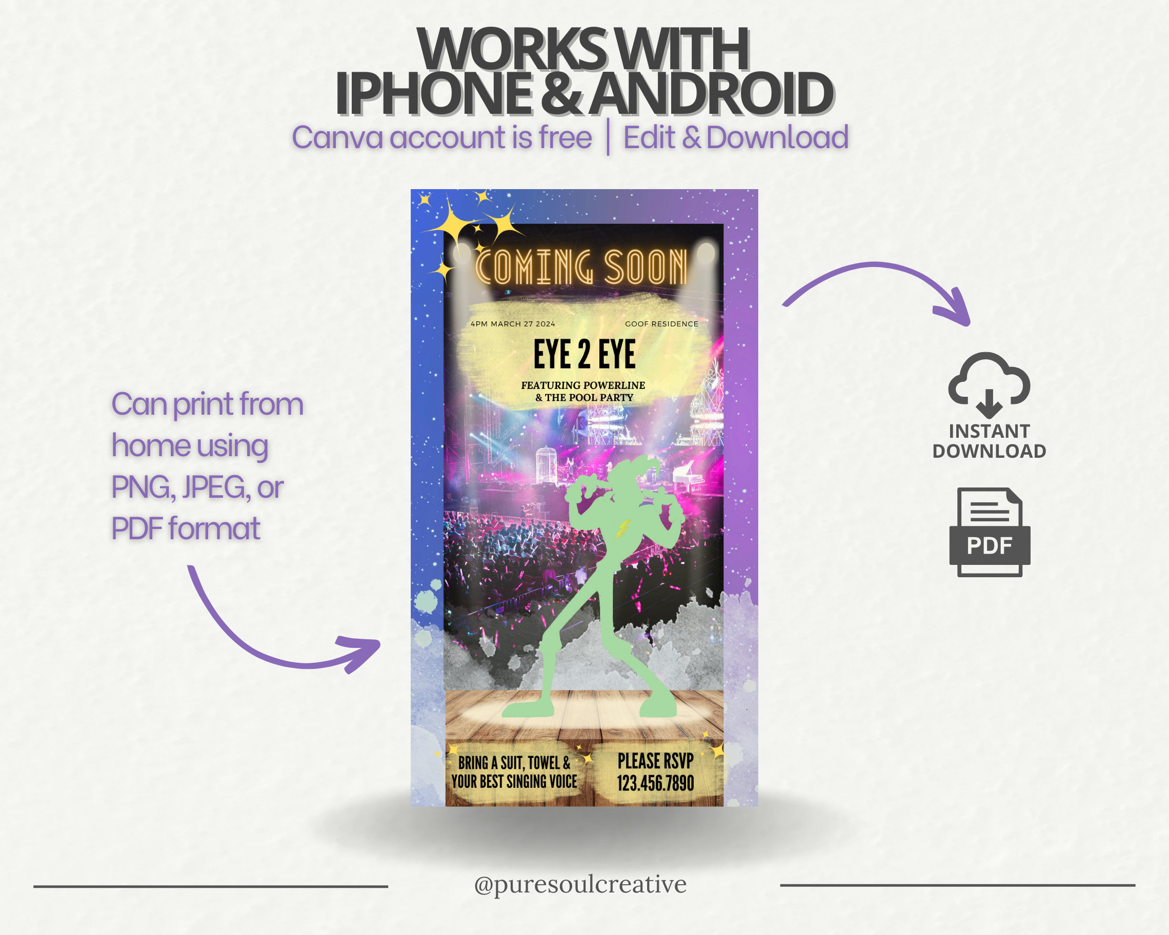 Powerline Concert Themed Pool Party | Eye 2 Eye | Goof Party Invite ...