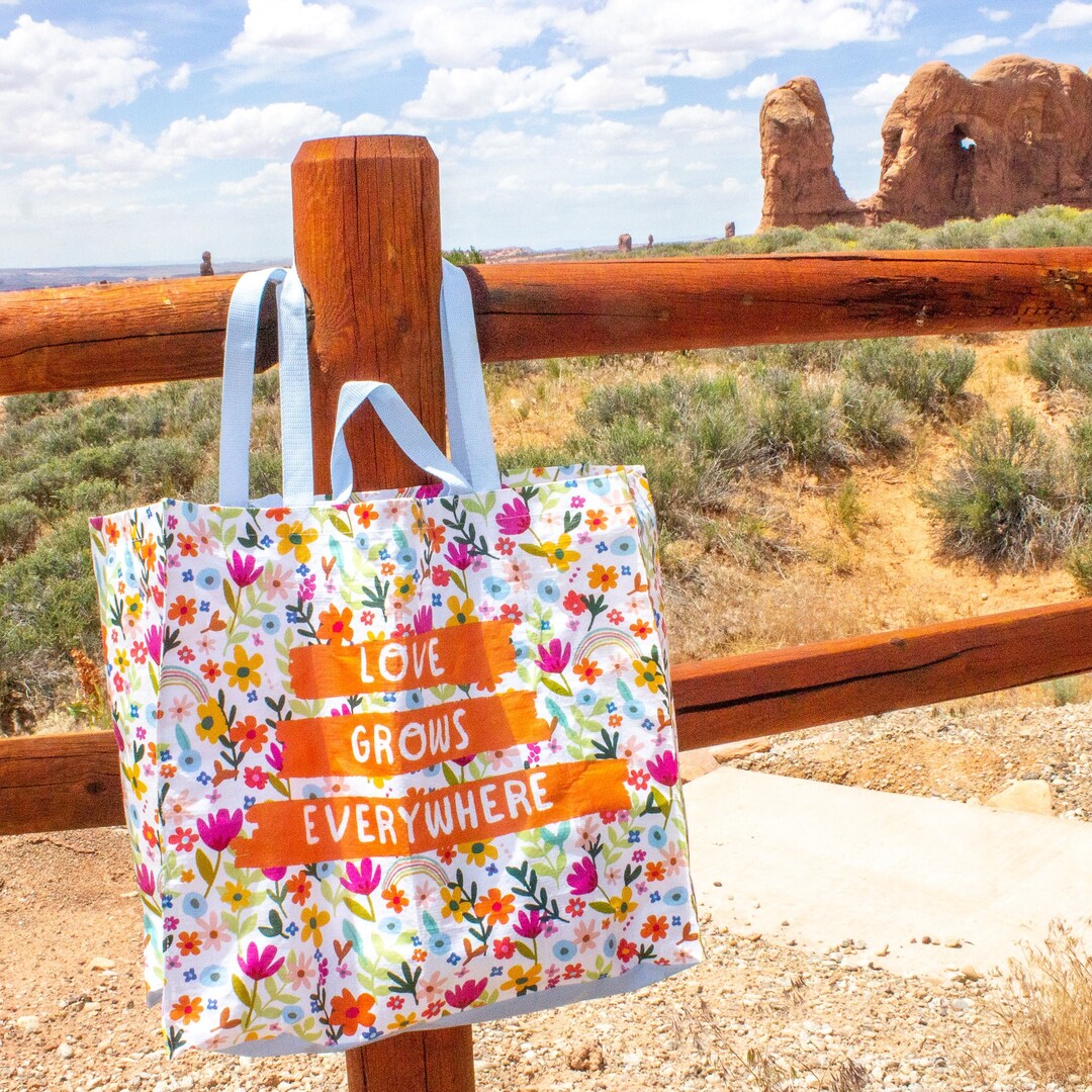 Love Grows Jumbo Beach Tote | Beach Bag | Inspirational Quote ...