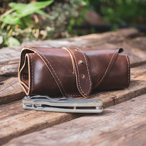 Leather Pocket Knife Roll, Pocket Knife Sheath, Pocket Knife Holder ...
