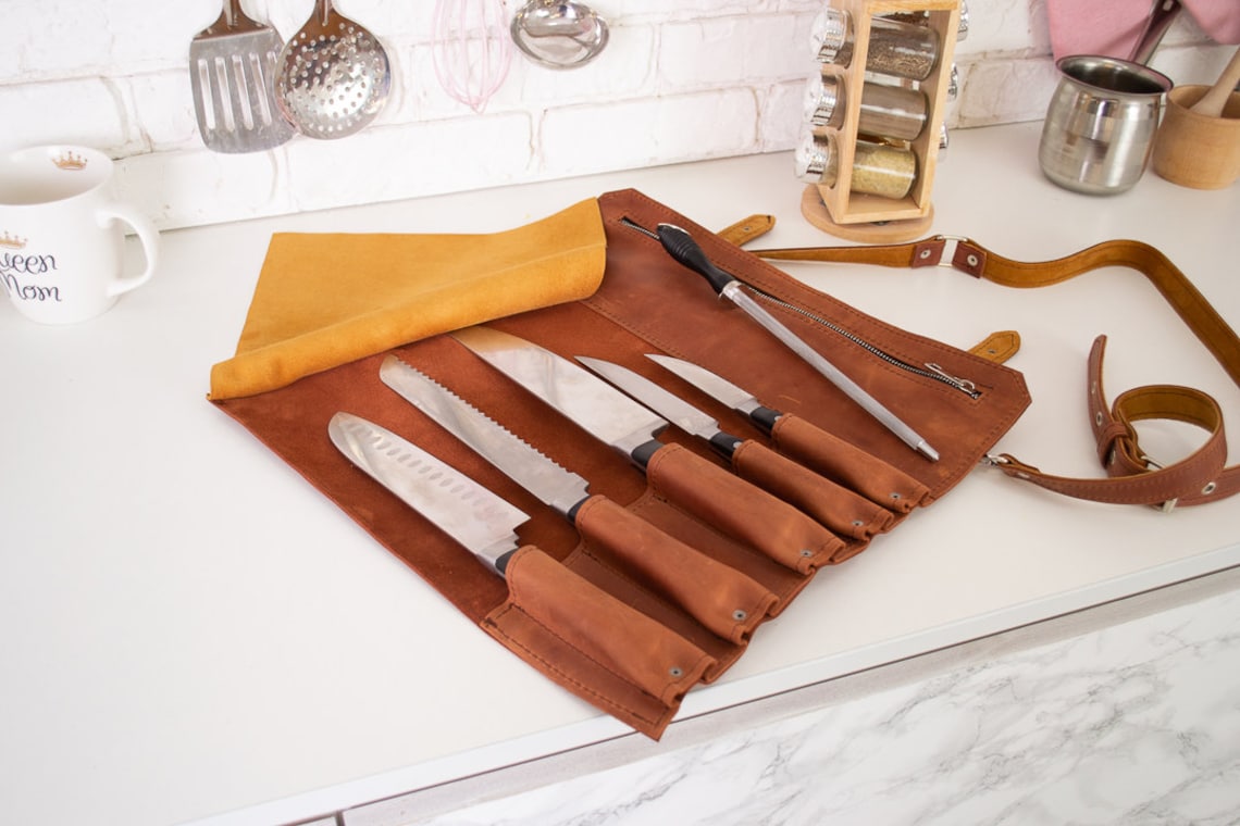 Personalization Chef Knife Roll Leather Knife Bag Knife | Etsy