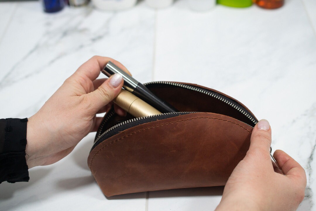 Personalization toiletry bag destres leather Makeup Bag | Etsy