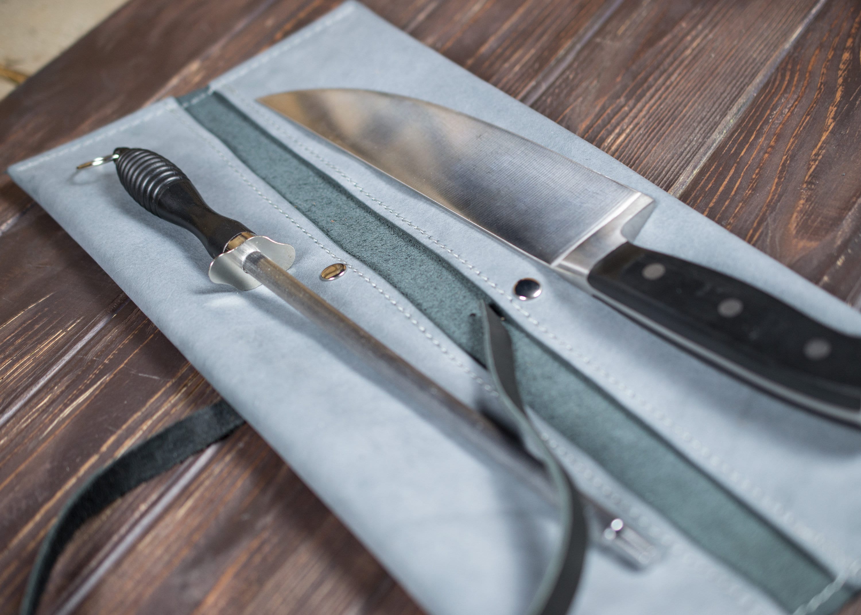 Personalized chef knife roll 2 slots Leather chief knife case | Etsy