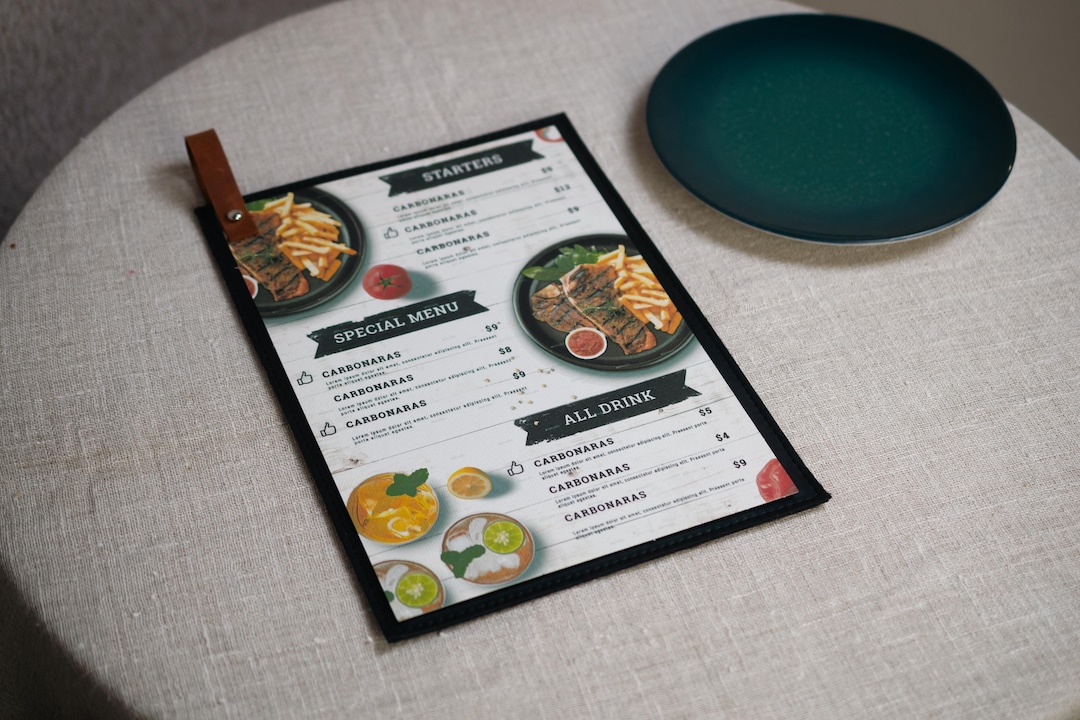 Vintage-inspired Restaurant Menu With Rustic Leather Holder - Etsy