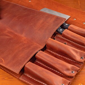 Monogrammed Knife Storage Roll, Custom Knife Roll, Leather Organizer ...