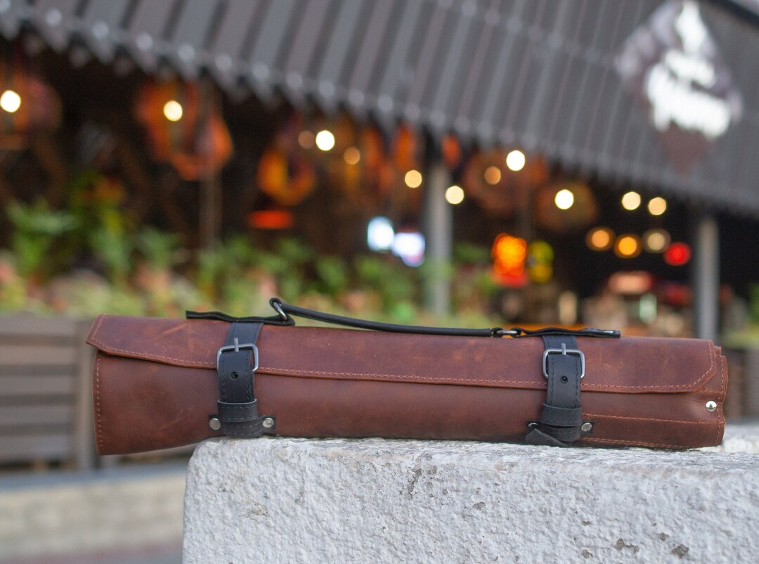 Leather Knife Roll, Leather Knives Roll Holder, Monogrammed Knife ...