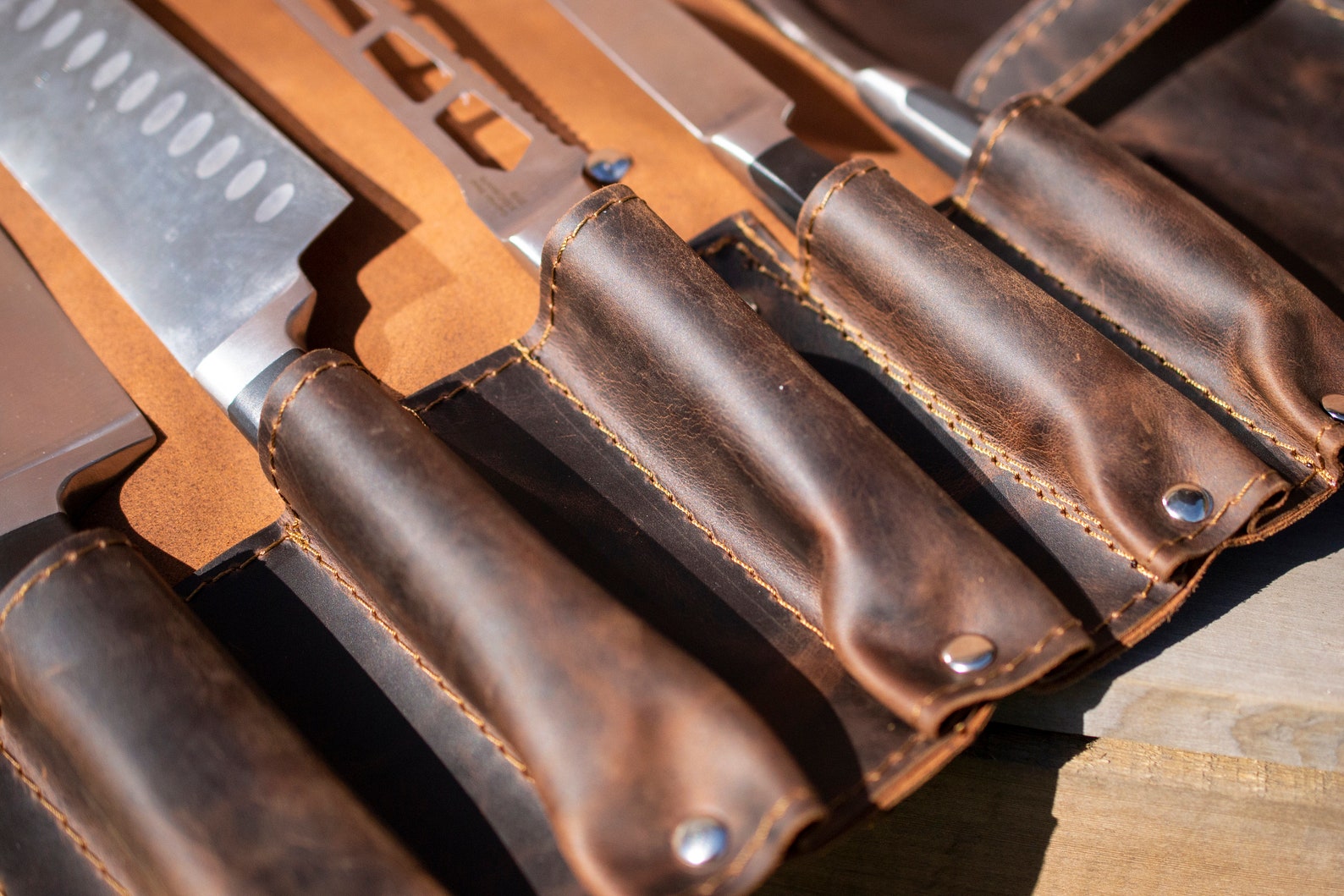 Custom Knife Caseknife Roll Bag With Pocketleather Knife | Etsy