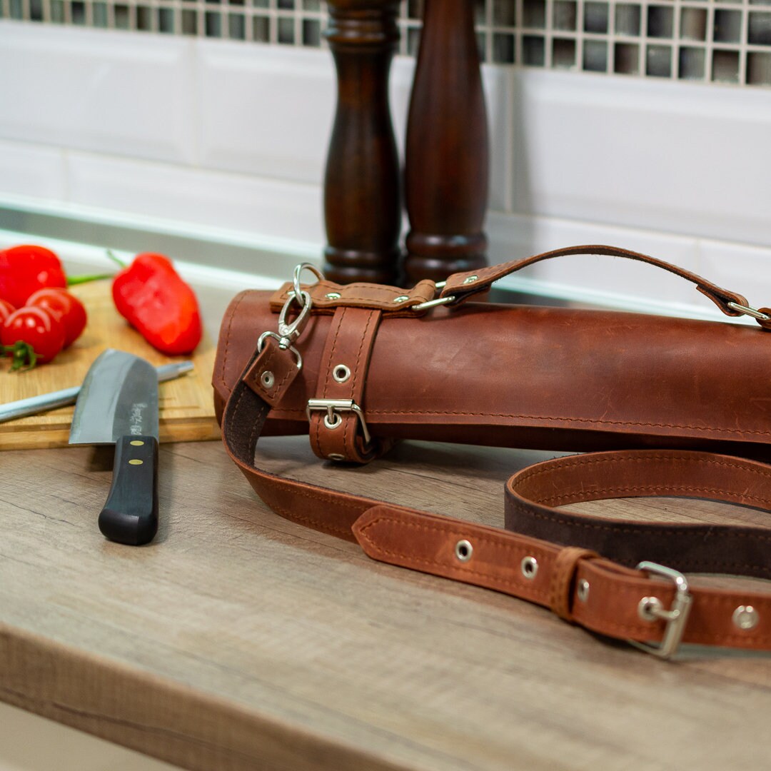 Personaliz Chef Knife Roll, 100% Handmade, DESTRESS Brown Leather ...