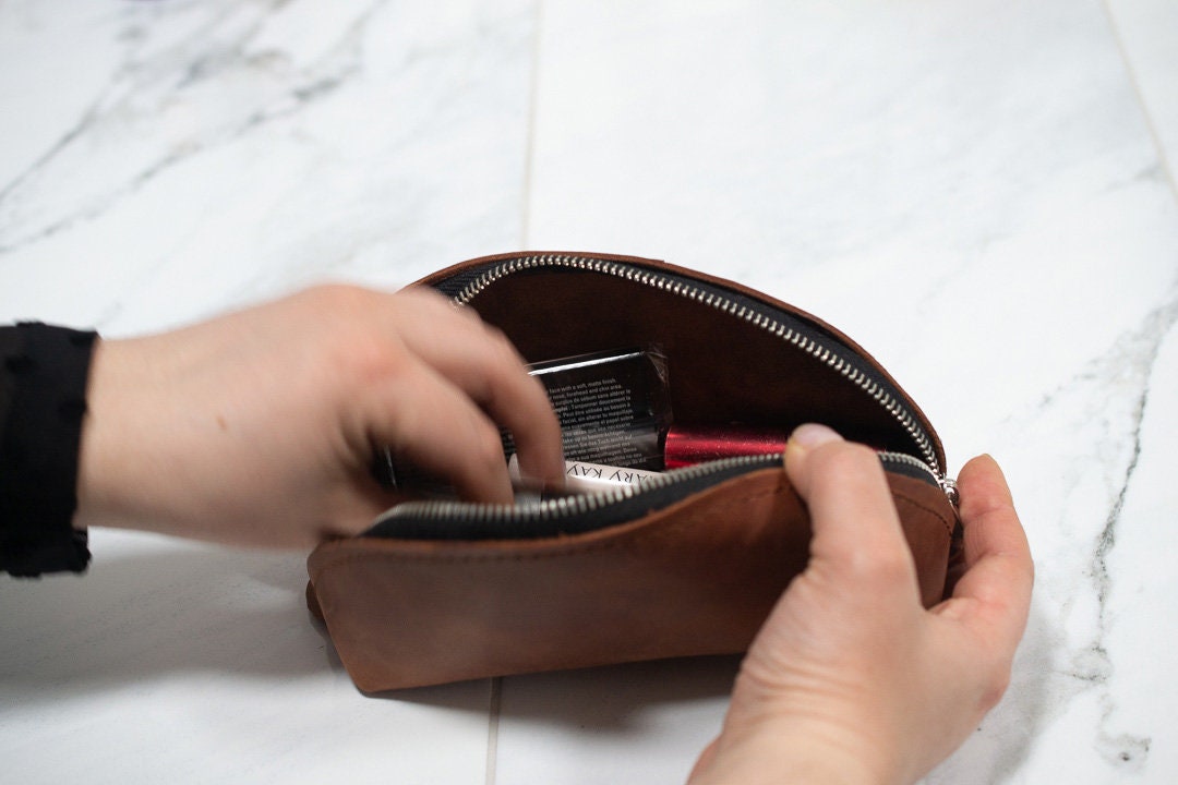 Personalization toiletry bag destres leather Makeup Bag | Etsy