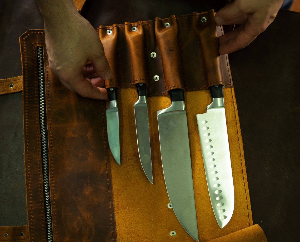 Personalized Leather Chef Knife Roll Monogrammed Knife - Etsy