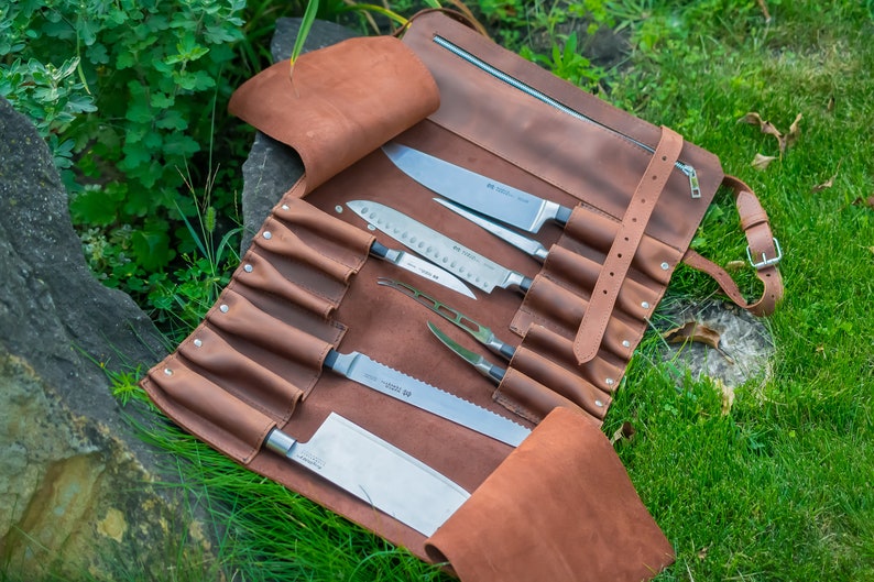 Handcrafted Leather Knife Roll Personalized Chefs Knife Case - Etsy