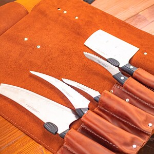 Monogrammed Knife Storage Roll, Custom Knife Roll, Leather Organizer ...