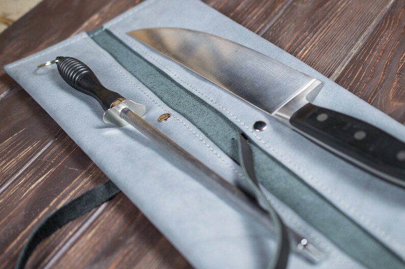 Engraved Leather 2-pocket Knife Roll: Chef Knife Bag, Corporate Gift - Etsy
