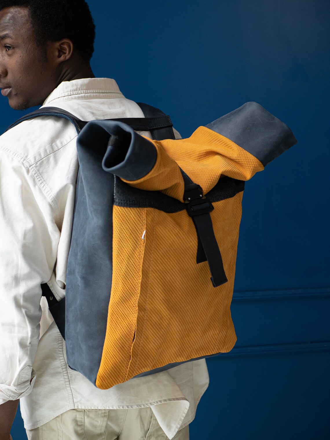 Roll Top Backpack Leather Roll Top Backpack Purse Customized - Etsy