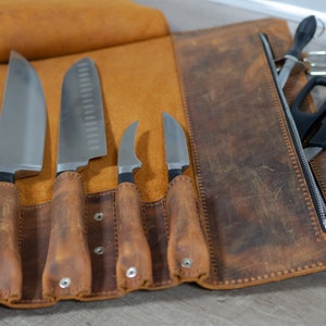 Custom Knife Case, Chef Bag, Brown Case for Knives, Gift for Him ...
