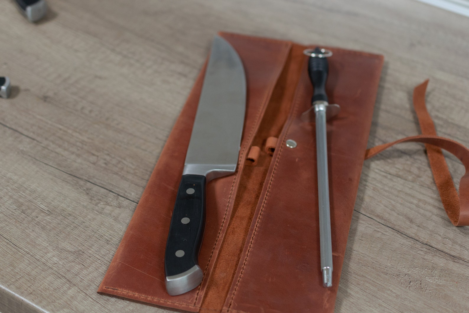 Personalized Chef Knife Roll 2 Slots Leather Chief Knife Case | Etsy