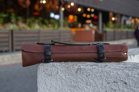 Monogrammed Knife Storage Roll Custom Knife Roll Leather - Etsy