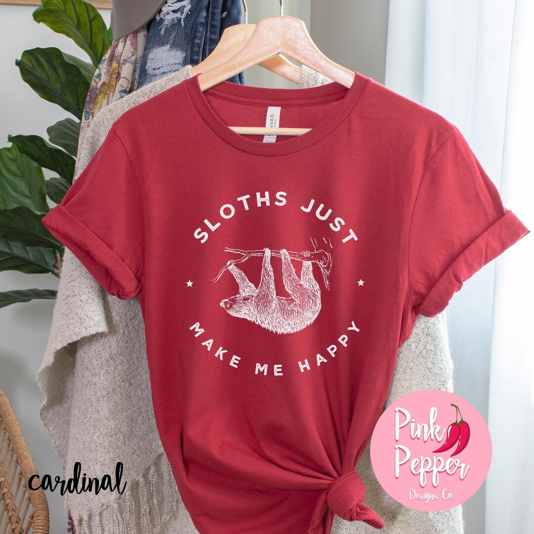 Sloth T Shirt, Sloths Make Me Happy, Sloth Lover Gift, Cute Wild Jungle ...