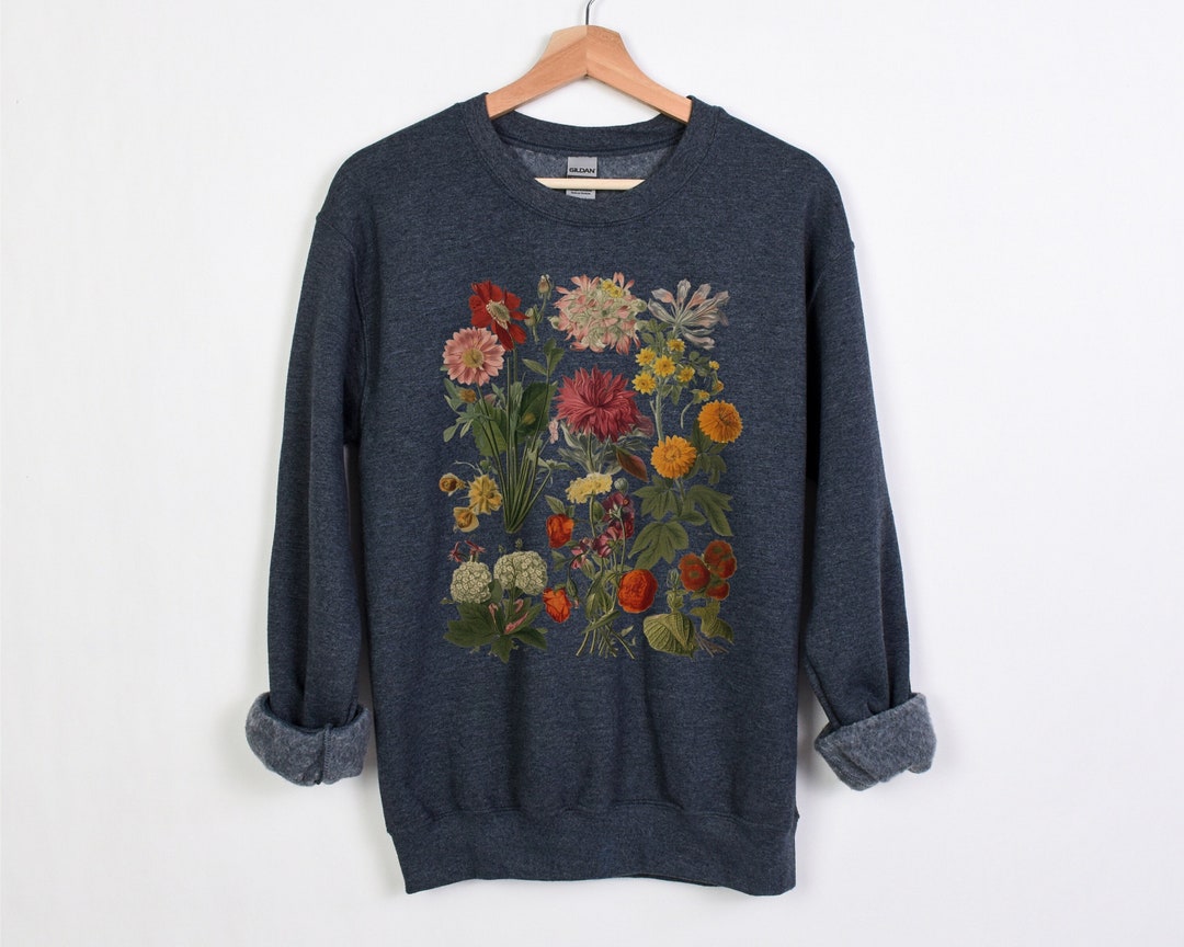 Cottagecore Flowers Sweatshirt, Vintage Botanical Flowers, Vintage ...