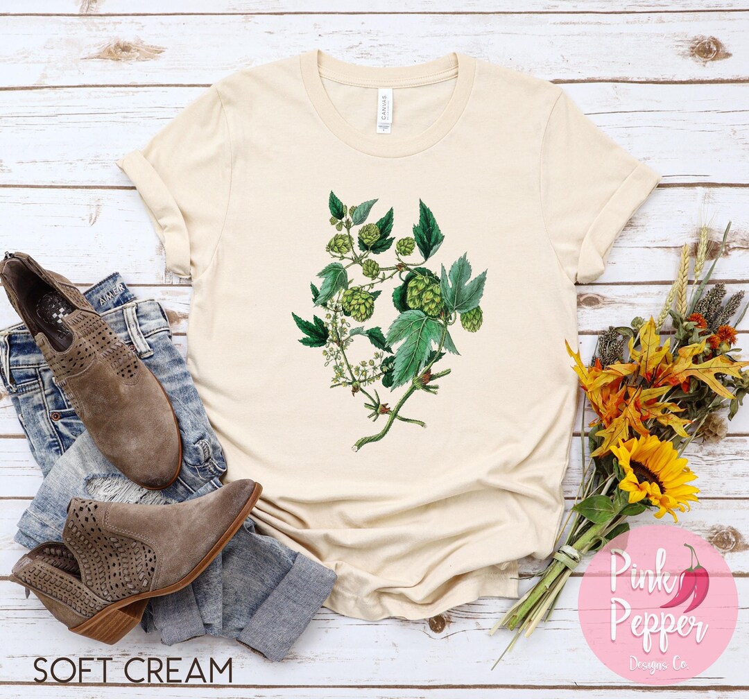 Vintage Hops Tshirt Hops Botanical Illustration Tee Craft Brewer Tshirt ...