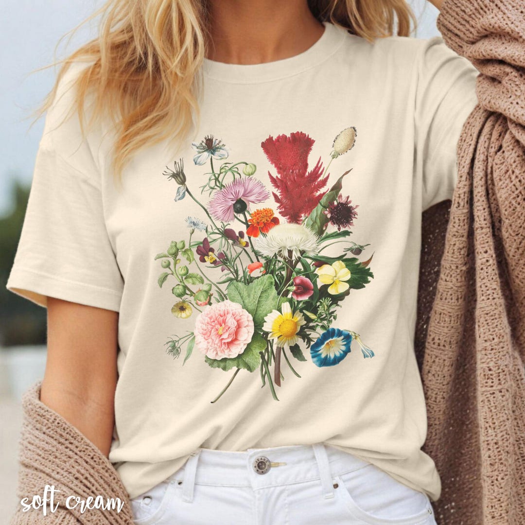 Vintage Garden Bouquet Tshirt Vintage Wildflowers Shirt 1800s Vintage ...