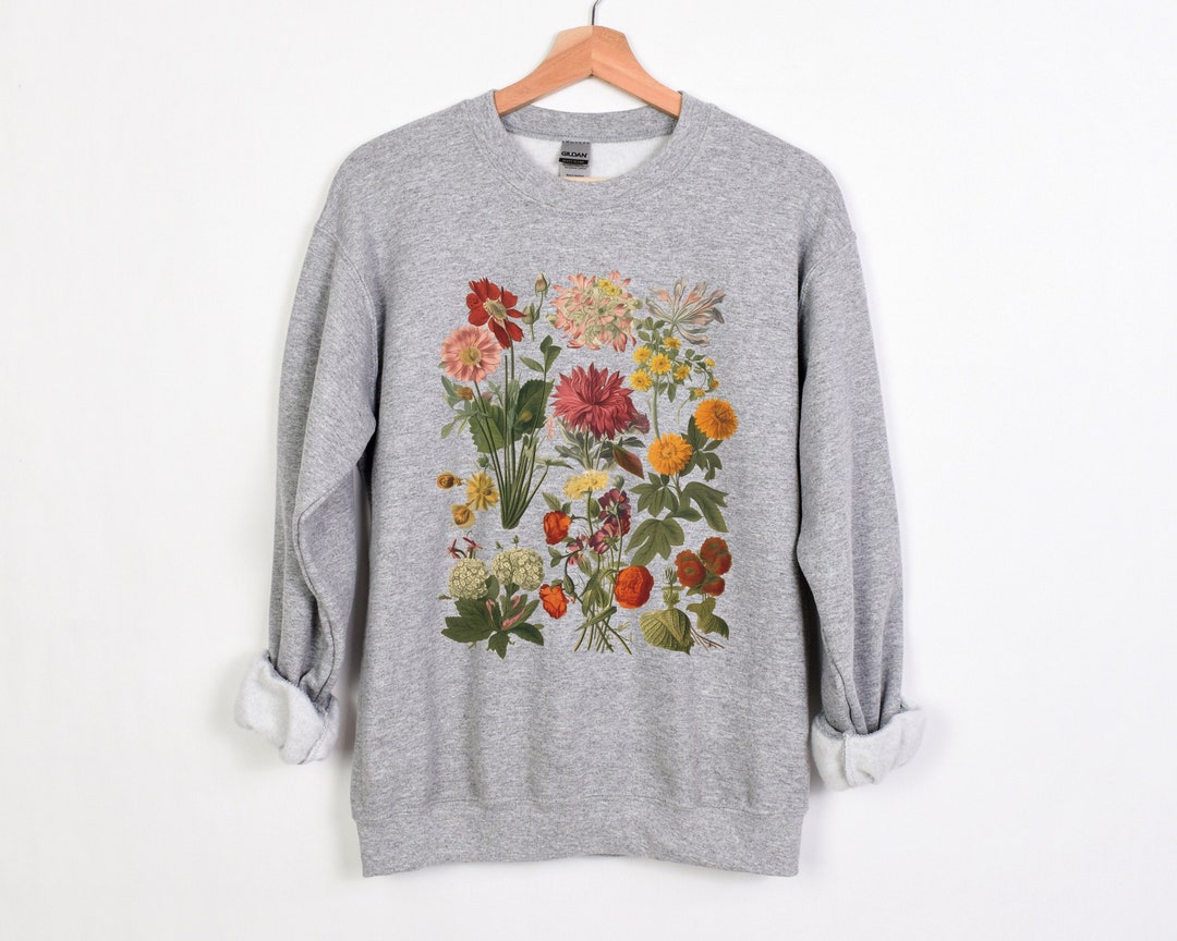 Cottagecore Flowers Sweatshirt, Vintage Botanical Flowers, Vintage ...