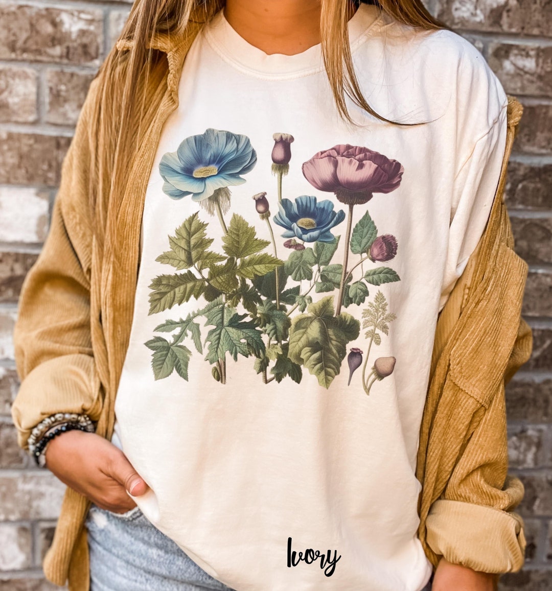 Comfort Colors Poppies T-shirt: Vintage Botanical Illustration - Etsy