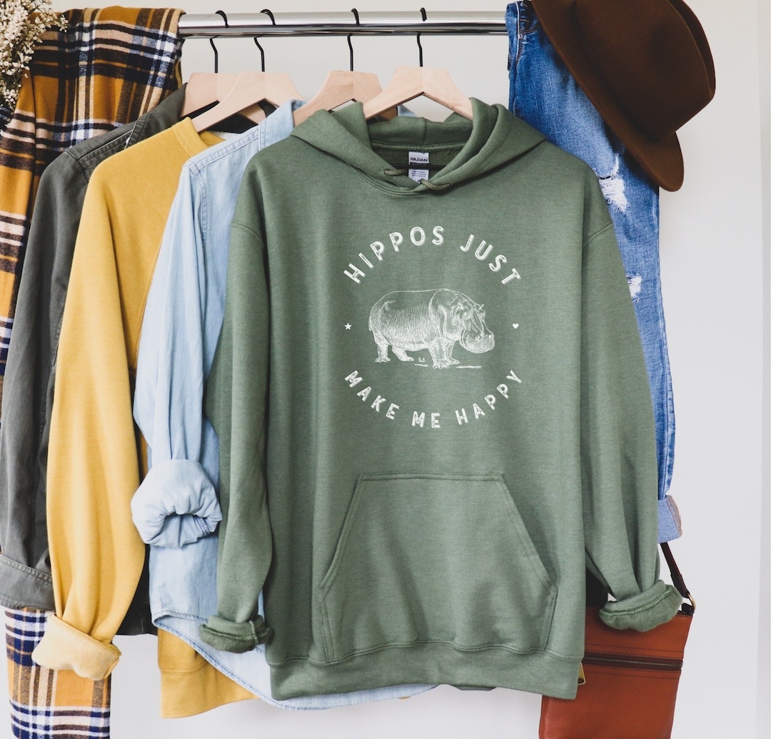 Hippo Hoodie, Hippos Make Happy, Hippo Lover Gift, Loves Hippos Wild ...