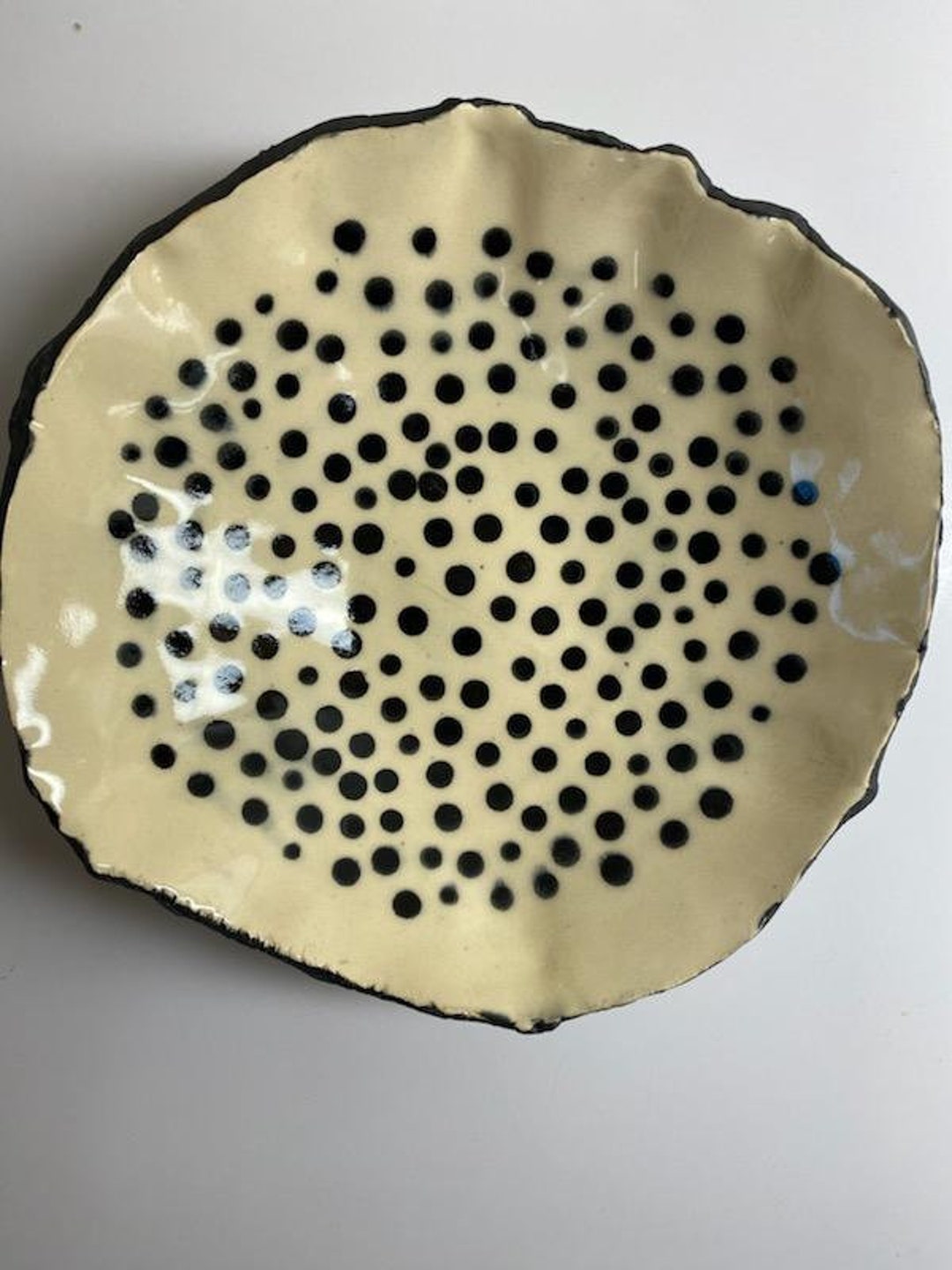 Whimsical Pottery Bowl, Hand Built Bowl, Polka Dot Bowl, Serving Bowl ...