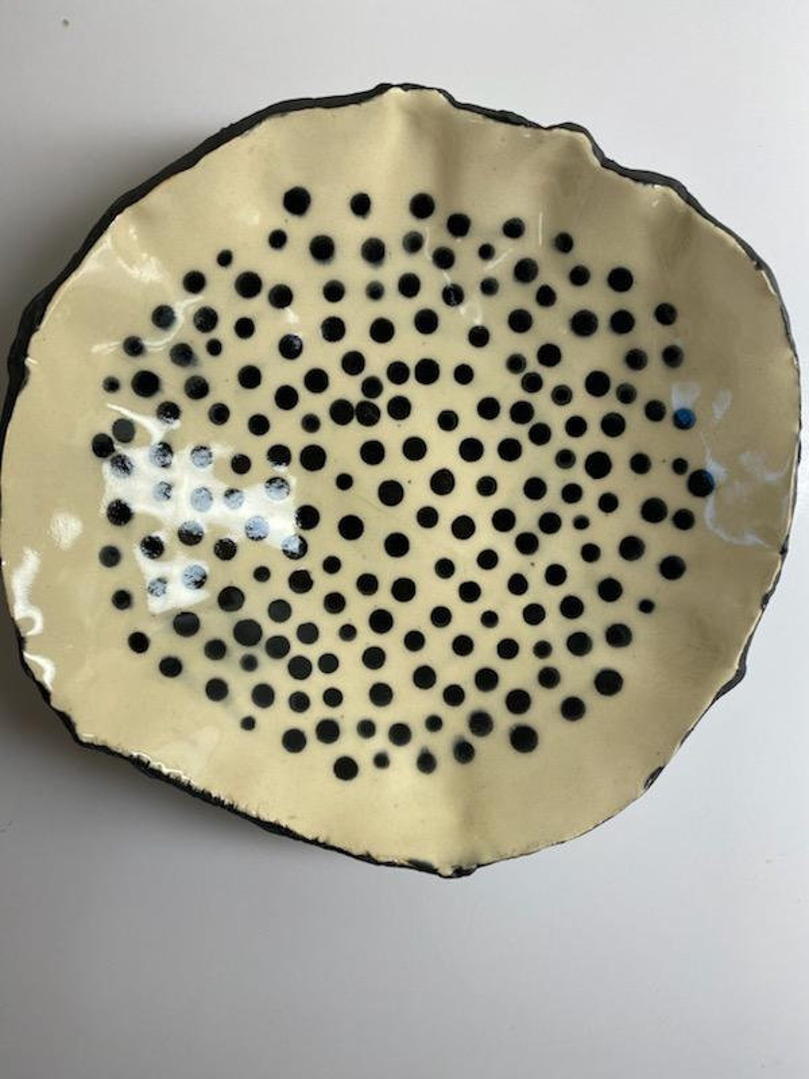 Whimsical Pottery Bowl, Hand Built Bowl, Polka Dot Bowl, Serving Bowl ...