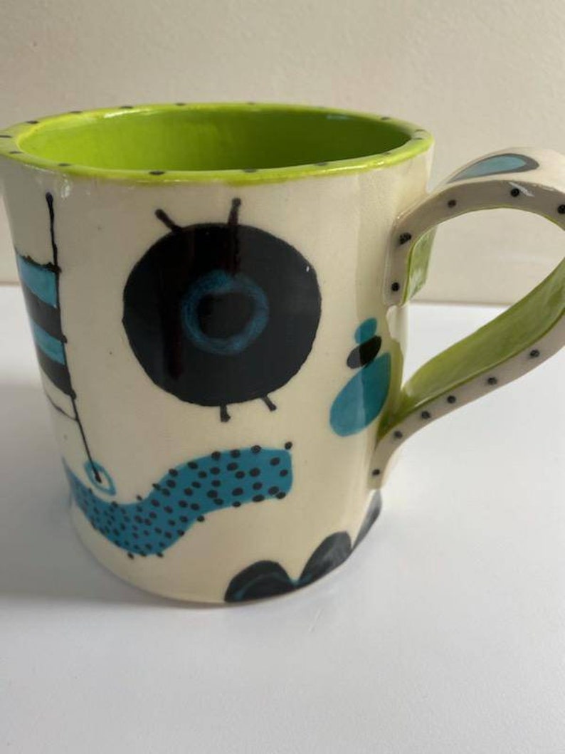 Whimsical Hand-built Coffee Mug, Large Pottery Mug, Tea Mug, Cup of Joe ...