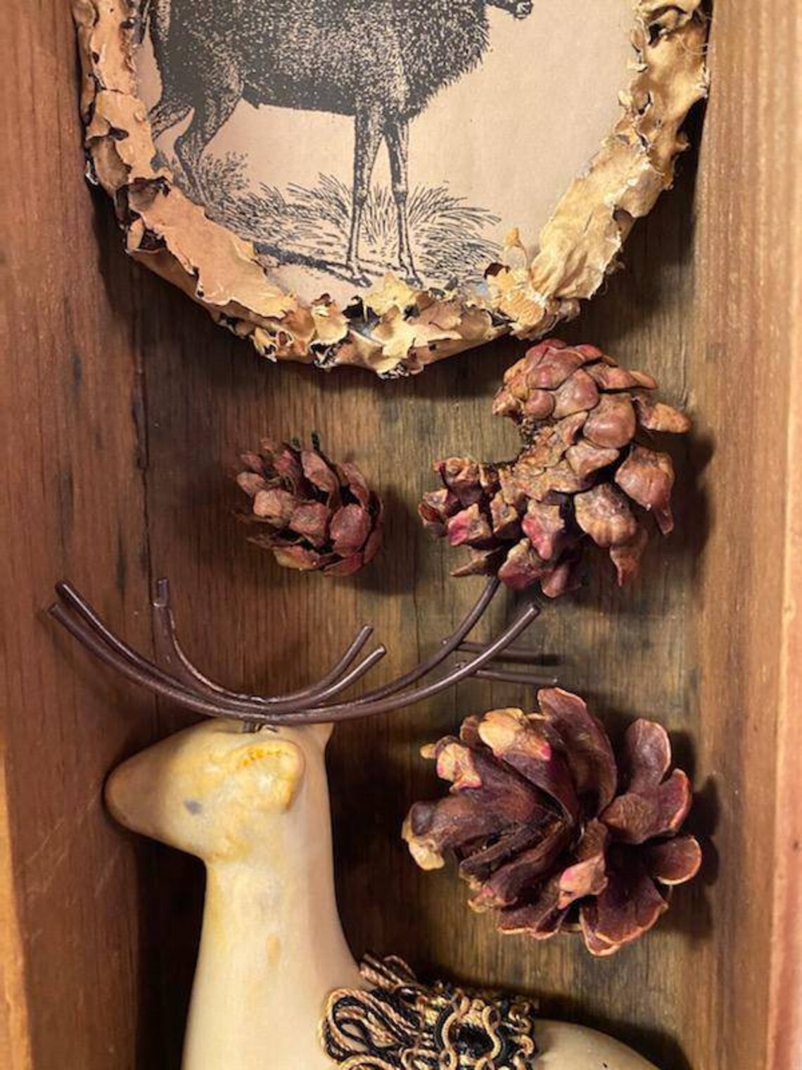 Assemblage Art, Found Object Art, Nature, Deer, Winter Art, Vintage ...