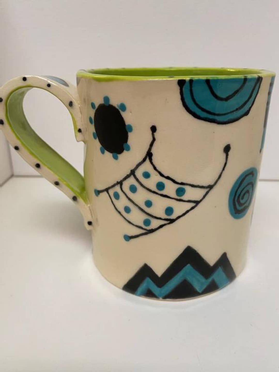 Whimsical Hand-built Coffee Mug, Large Pottery Mug, Tea Mug, Cup of Joe ...