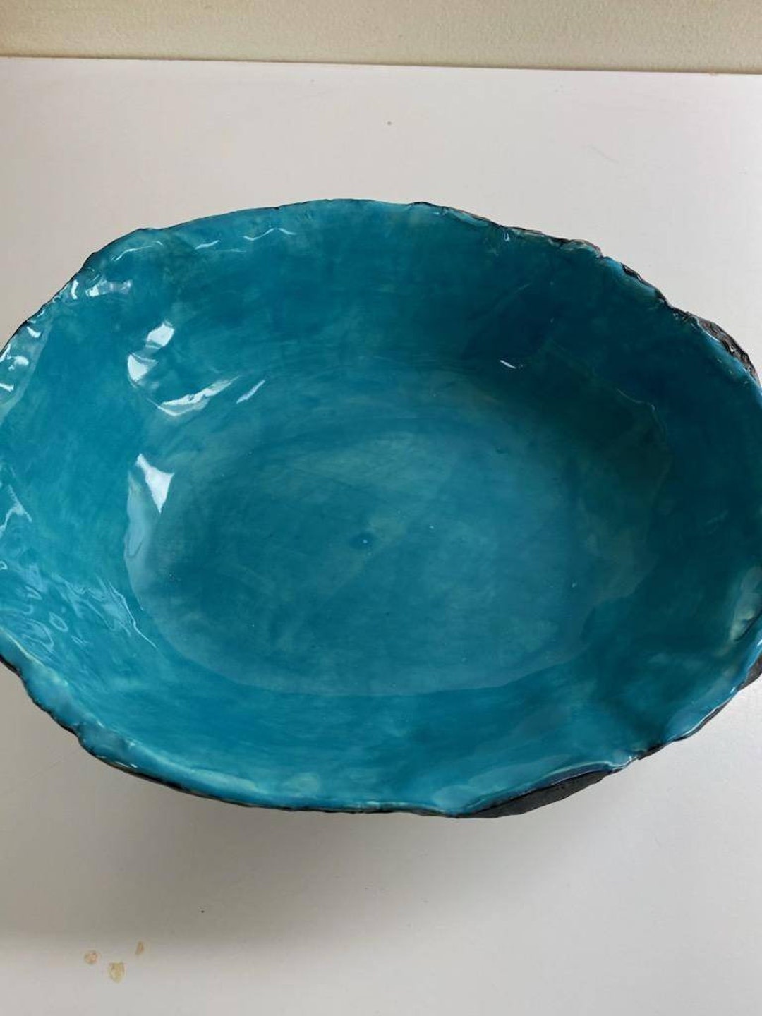 Whimsical Pottery Bowl, Turquoise Pottery Bowl, Hand Built Ceramic Bowl ...