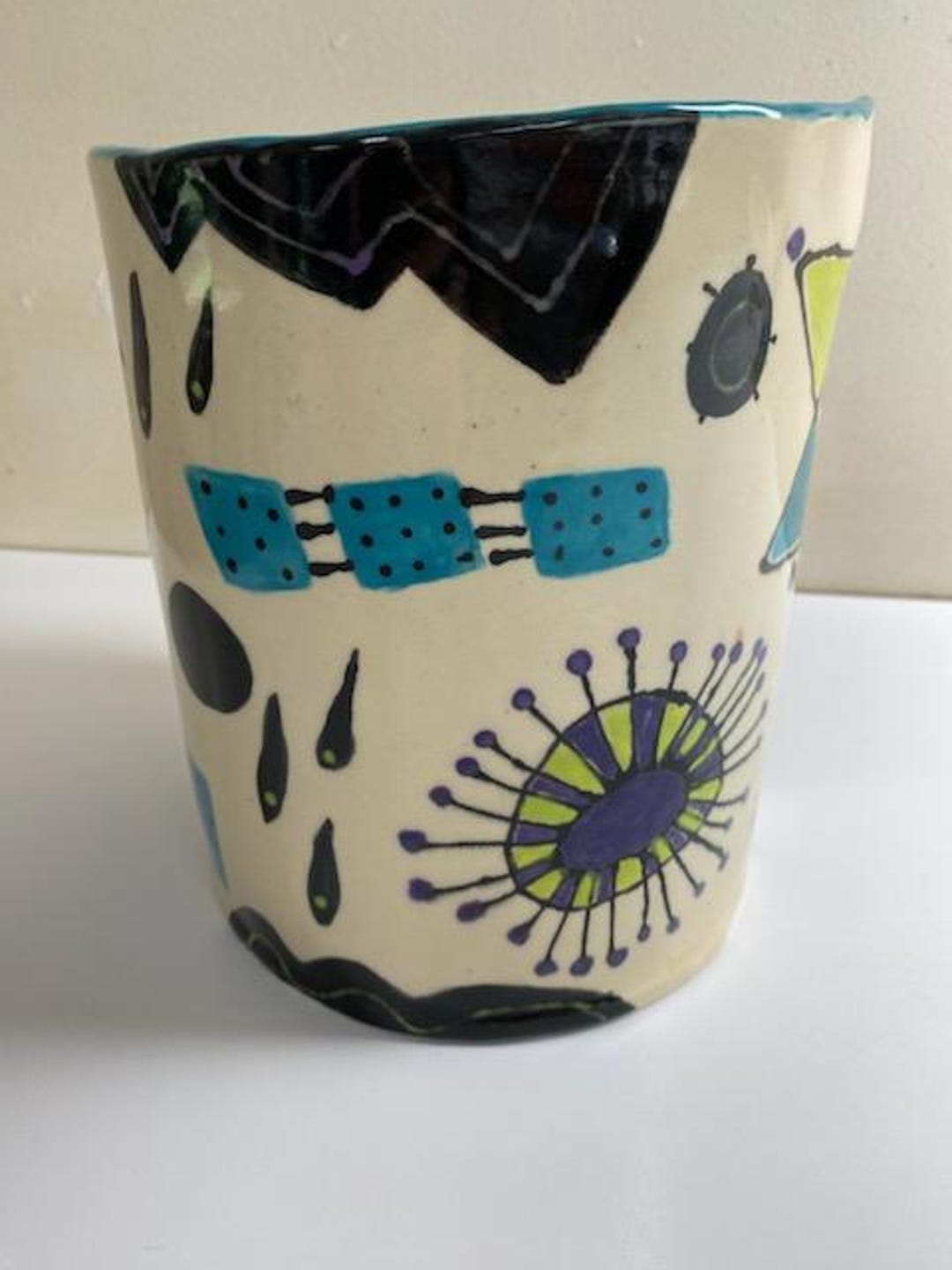 Whimsical Hand Built Pottery Vase, Fun With Doodles and Other Graphic ...