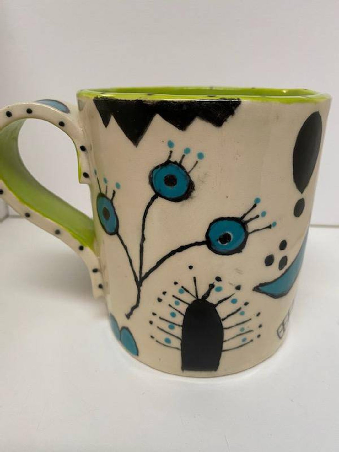 Whimsical Hand Built Coffee Mug, Large Pottery Mug, Wedding, House ...