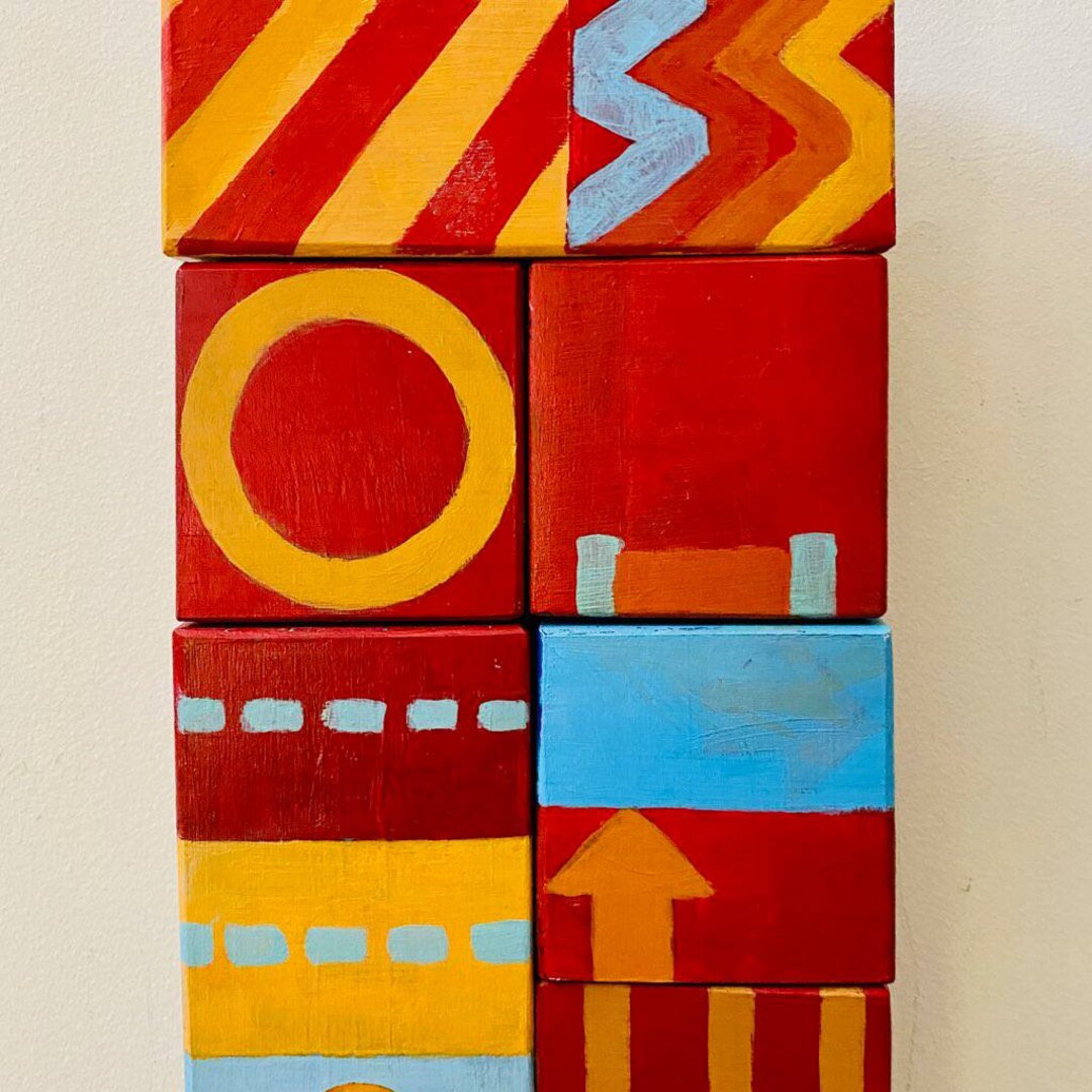 Assemblage Art, Found Object Art, Children's Block Art, Painting on ...
