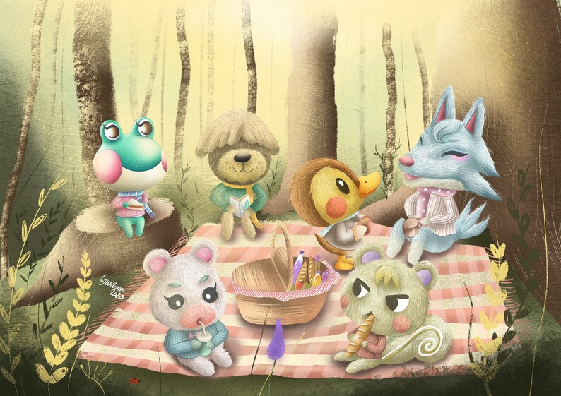 ACNH Picnic Print Fan Art Lily Shep Flurry Molly - Etsy Canada