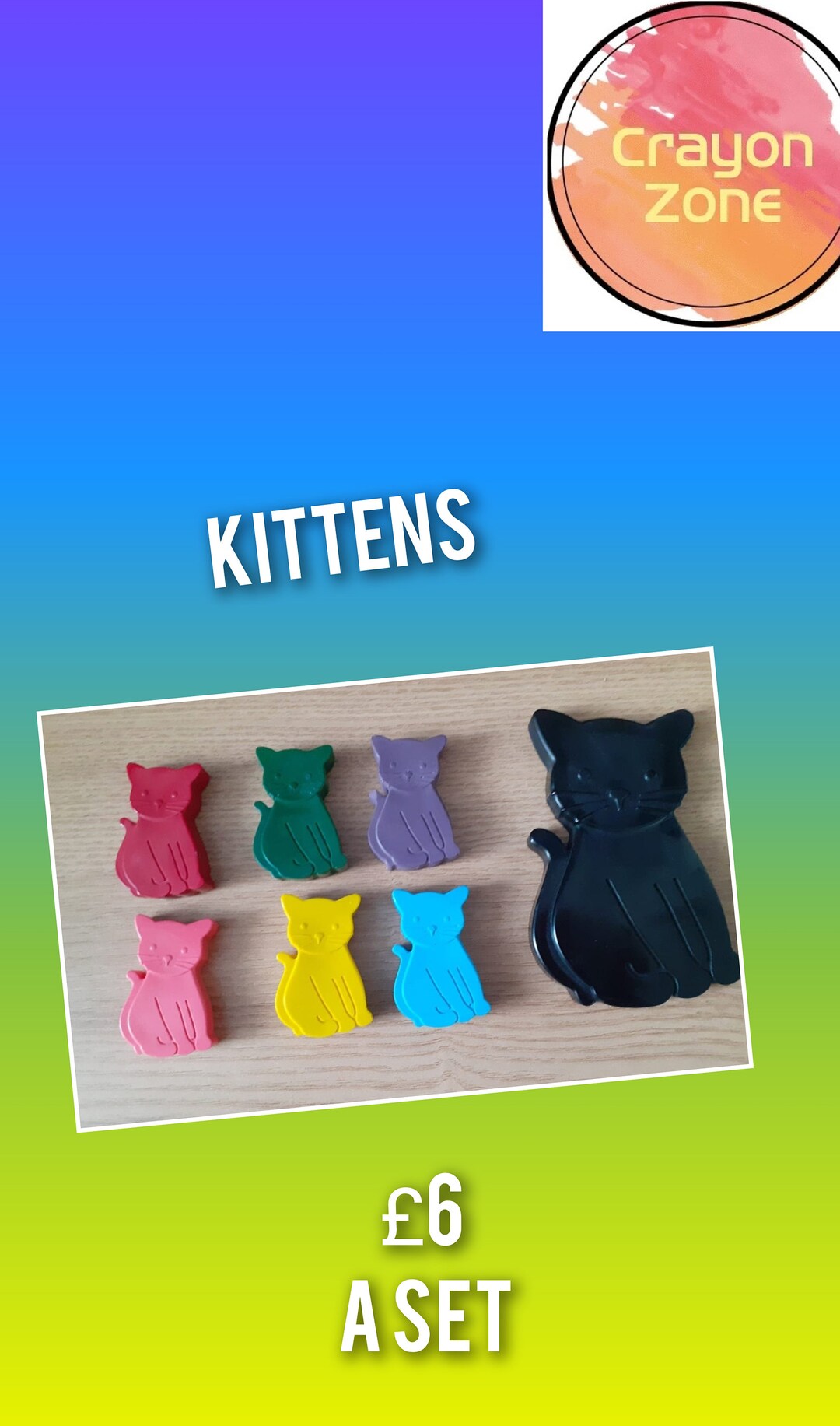 Kitten Shaped Crayons X7 - Etsy