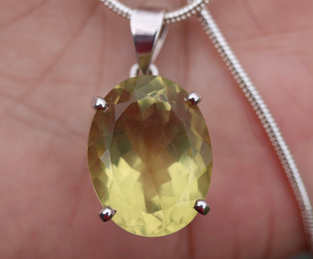 Lemon Quartz Pendant| 925 Sterling Silver - Etsy