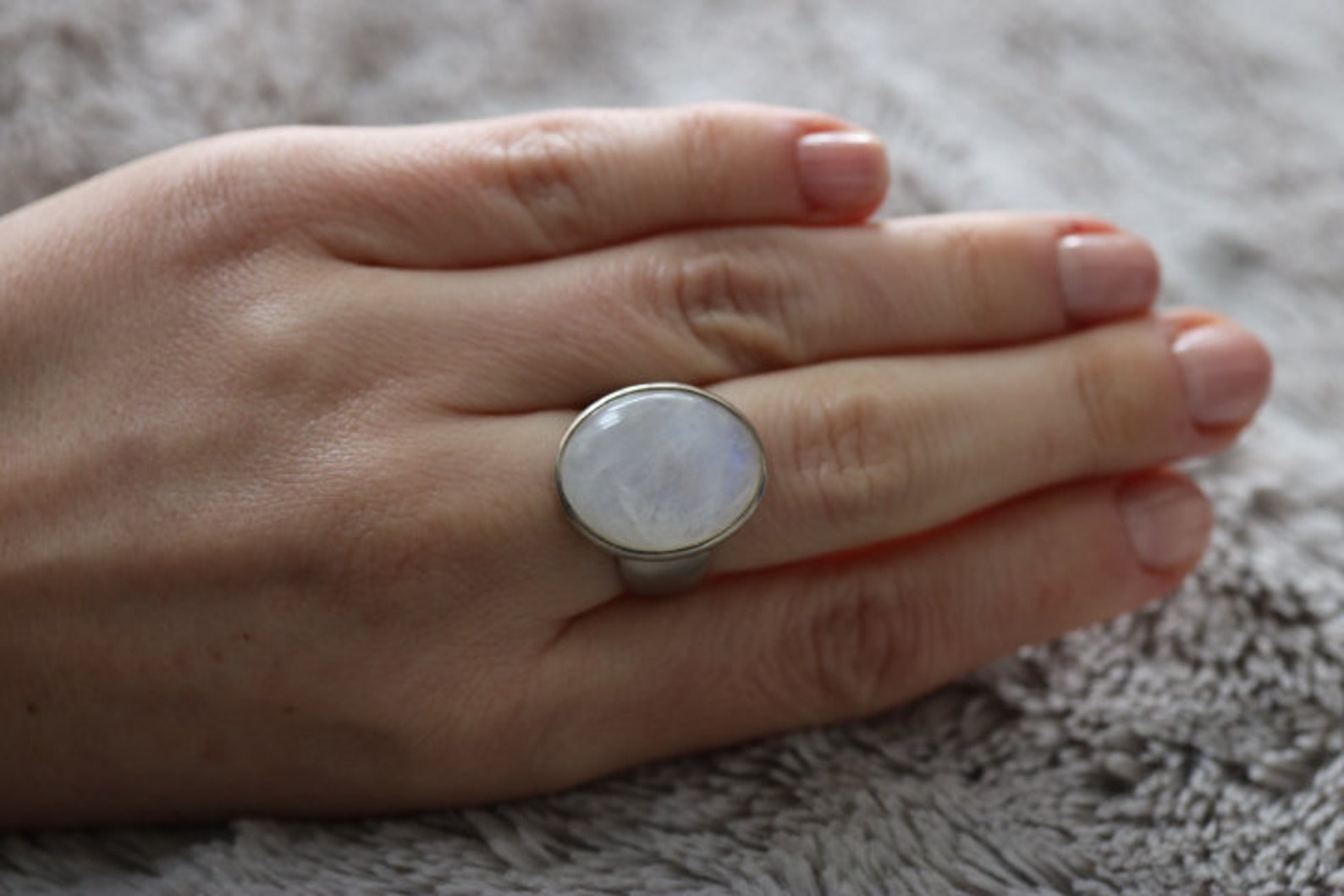 Rainbow Moonstone Adjustable Ring 925 Sterling Silver - Etsy