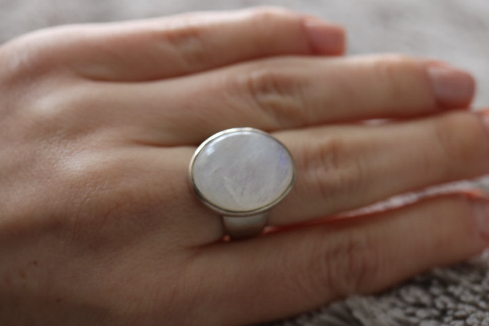 Rainbow Moonstone Adjustable Ring 925 Sterling Silver - Etsy