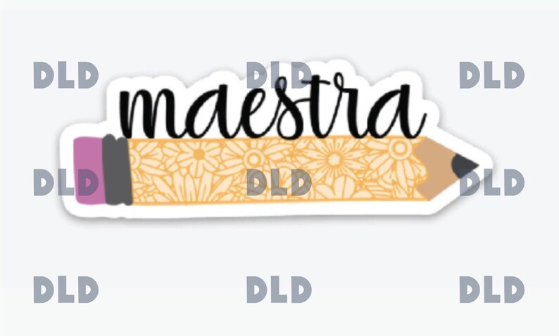 Maestra Floral Pencil Vinyl Sticker | Etsy