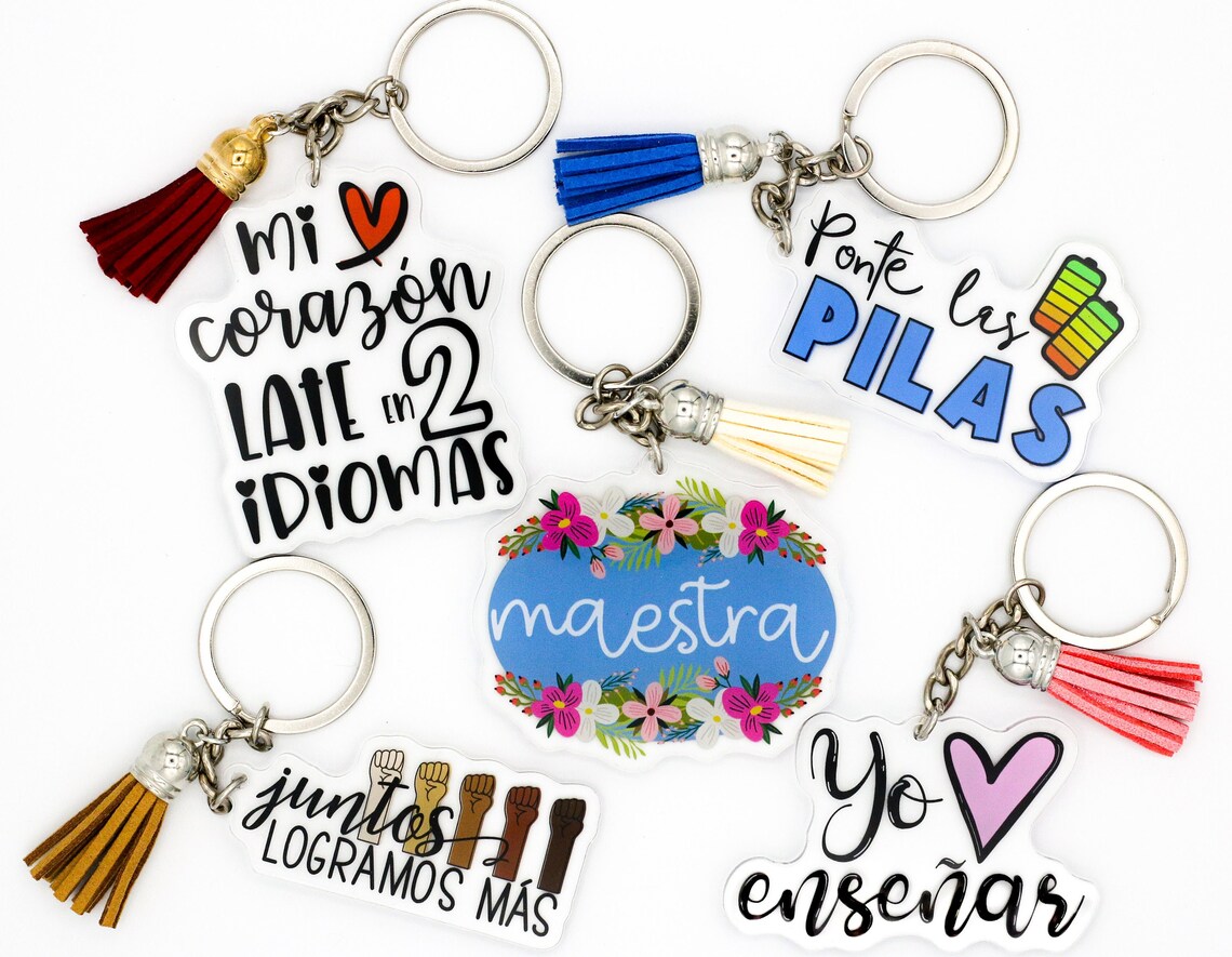 Spanish Keychain | Bilingual Accessories Spanish Charm | Teacher Key ...